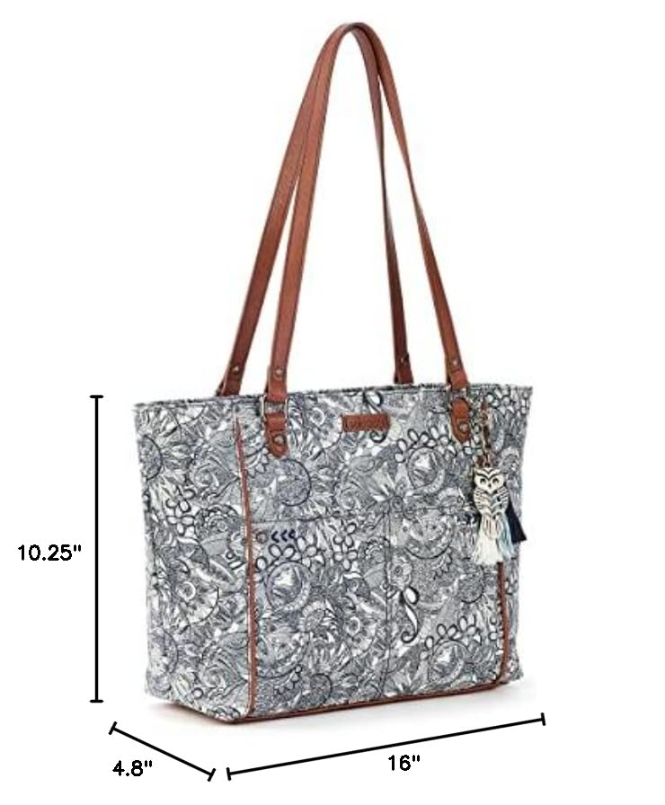 Sakroots Womens Metro Tote Bag in Coated Canvas Large Roomy with Zip Closure Sustainable Durable Design Linin, Navy Spirit Desert, One Size US