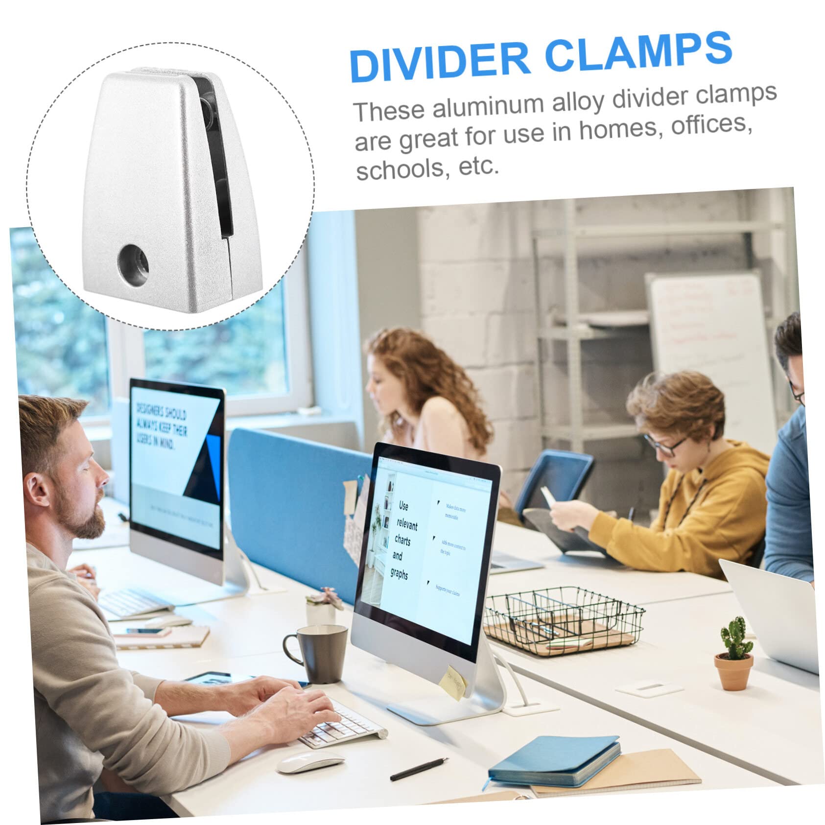 4Pcs glass clip clamps for desk screens desk divider clamp sneeze guard clamp desk divider brackets partition bracket desk panel aluminum alloy office protection support clip