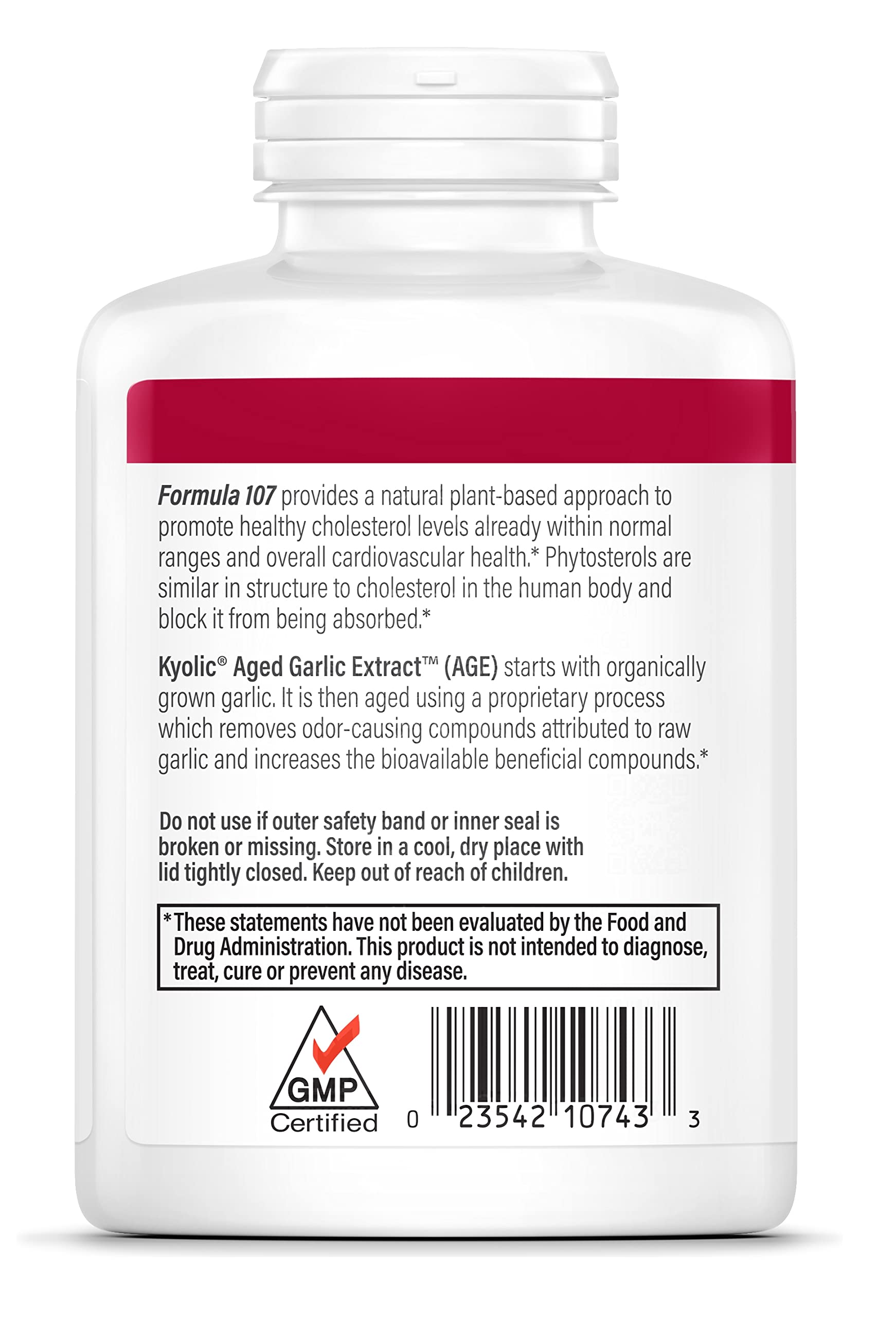 Kyolic Aged Garlic Extract Formula 107, Phytosterols for Cholesterol Support, 240 Capsules (Packaging May Vary)