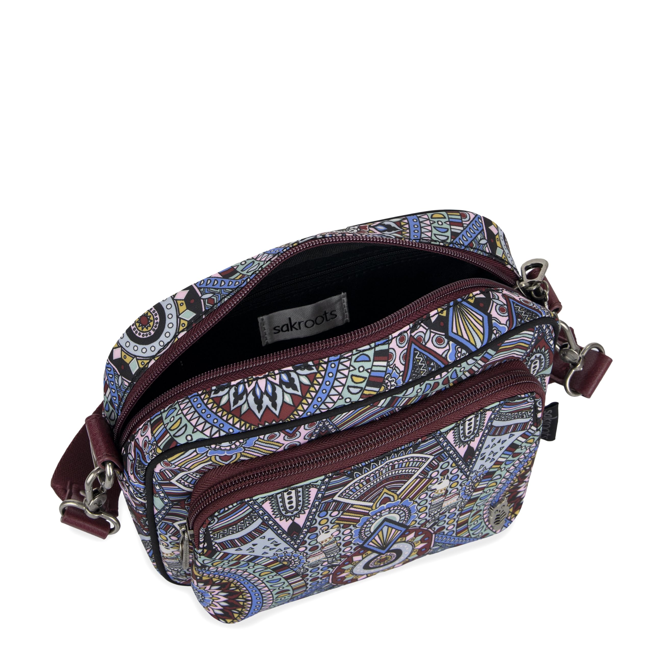 Sakroots Westwood Crossbody in Eco Twill, Removable Crossbody Strap, Cabernet Wanderlust