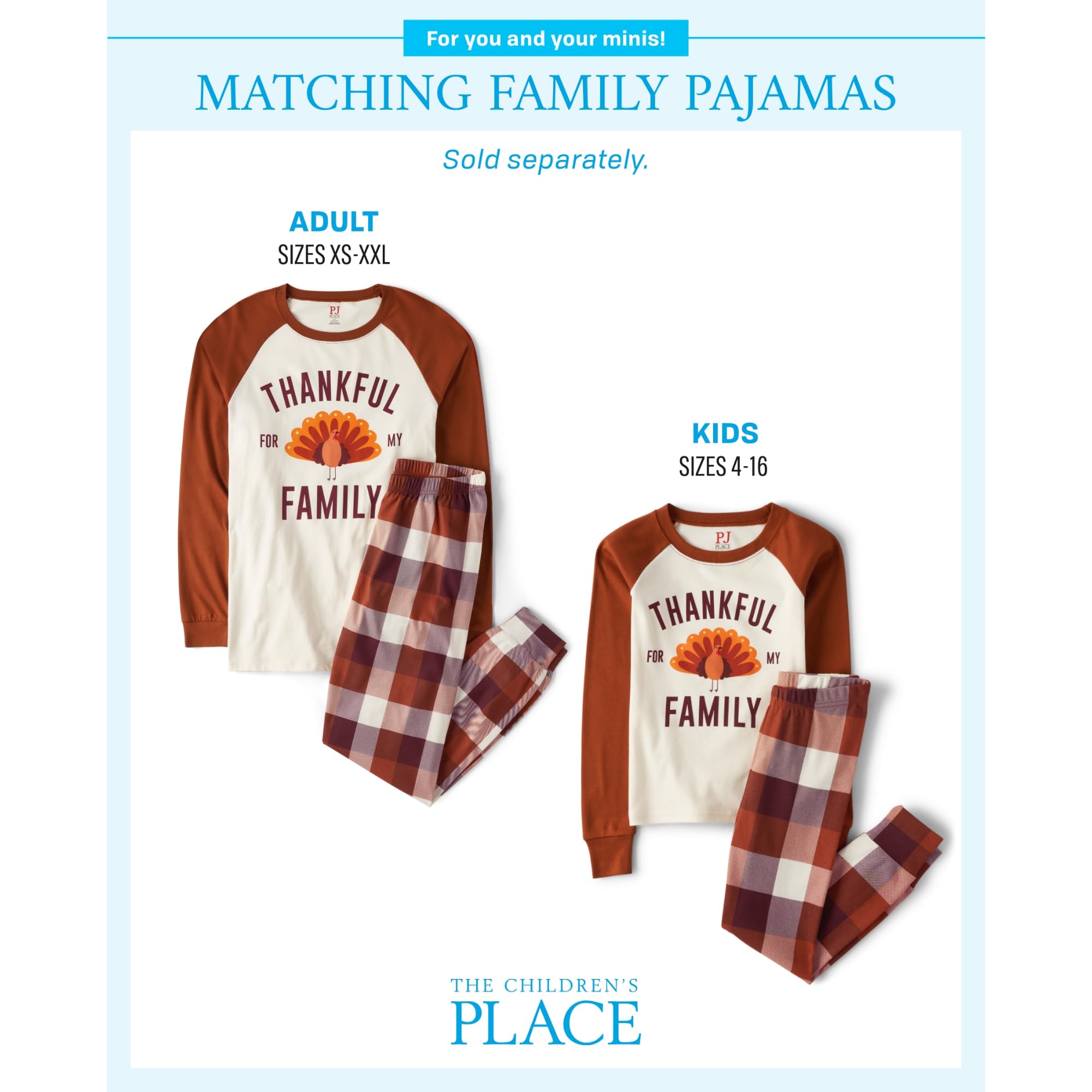 The Children's Place,and Toddler Thanksgiving Pajama Set, Cotton,CLAY,0-3 MONTHS
