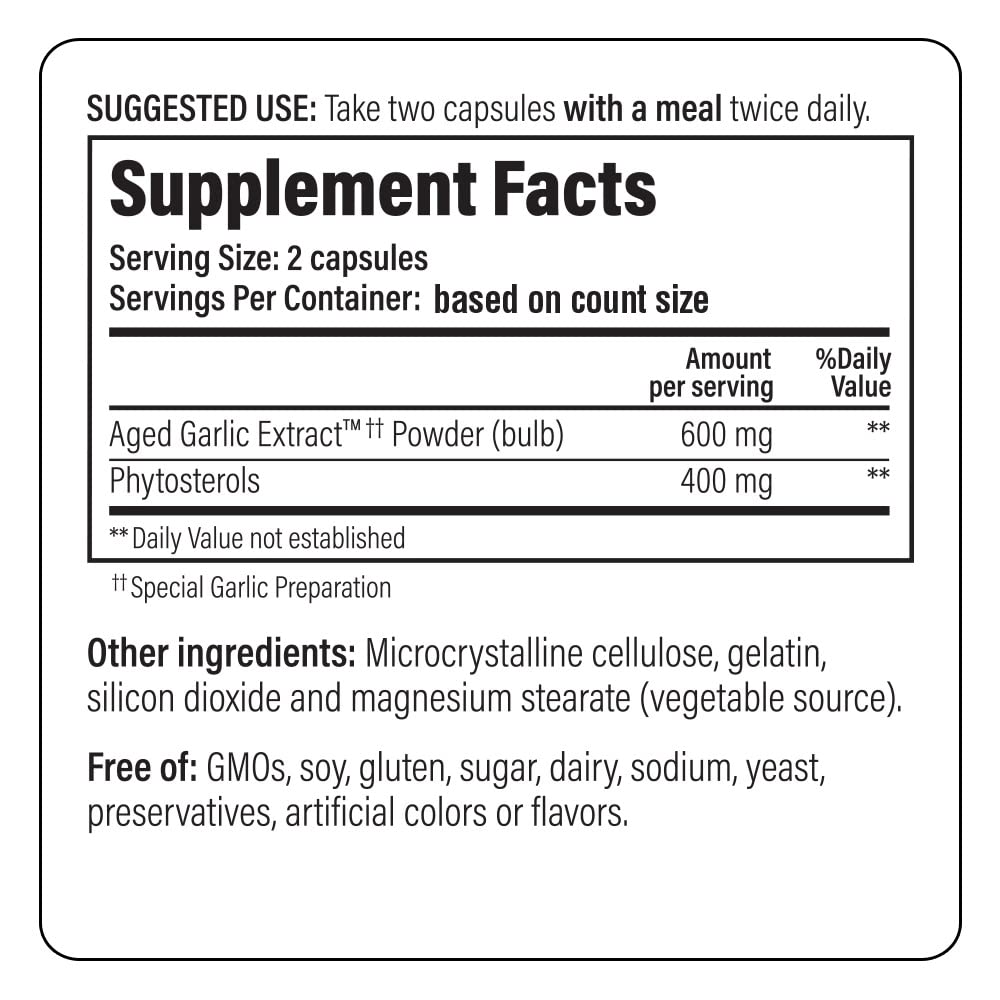 Kyolic Aged Garlic Extract Formula 107, Phytosterols for Cholesterol Support, 240 Capsules (Packaging May Vary)