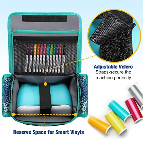 FINPAC Portable Carrying Bag for Cricut Joy, Storage Organizer Tote Bag, Carrying Case with Supplies Storage Sections (Emerald Illusions)