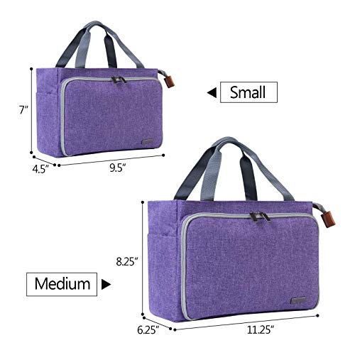 Luxja Crochet Tote Bag, Yarn Storage Bag for Small Unfinished Projects, Crochet Hooks and Other Accessories, Purple