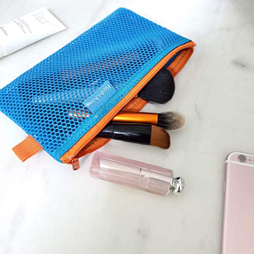 Mesh Zipper Pouch Cosmetic Bags Travel Storage Bags,6 PCS 3 Sizes, Zipper Bags Clear Zipper Pouch Small Organizer bag Zipper Folder Bag 2 Colours
