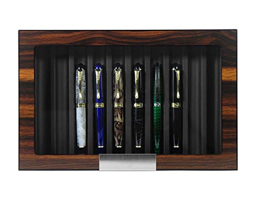 Lifomenz Co Wood Pen Display Box 10 Pen Organizer Box,Glass Pen Display Case Storage Box with Lid,Top Glass Window Pen Collection Display Case