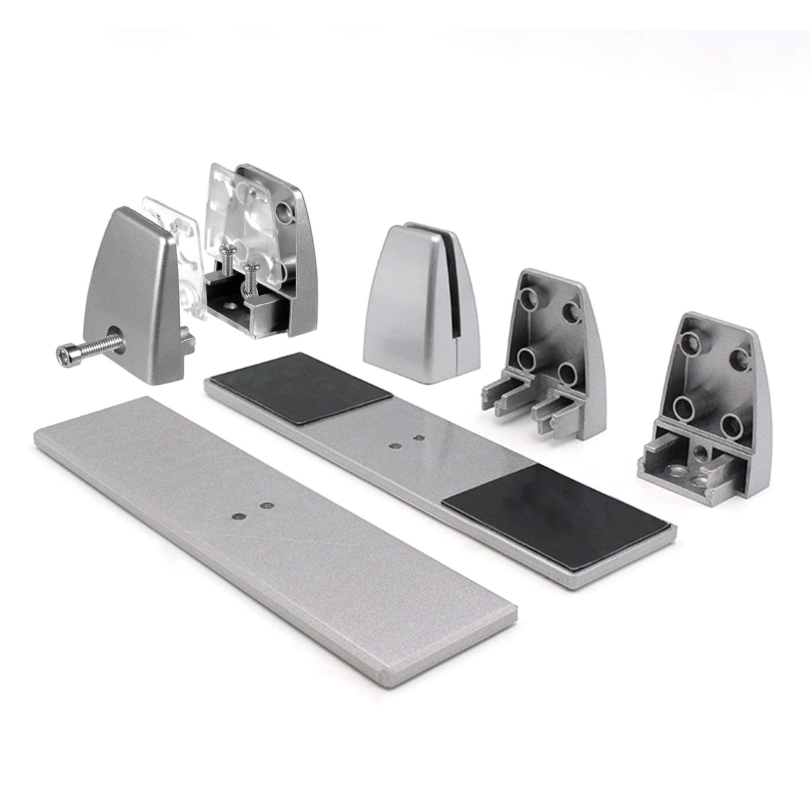 2 Pcs Sneeze Guard Clamp, Bracket Sneeze Guard Shield Base for Countertops, Stick On Heavy Duty Auminum Partition Guard Clamp, Panel Support Clamp Stand for Clear Desktop Counter Reception