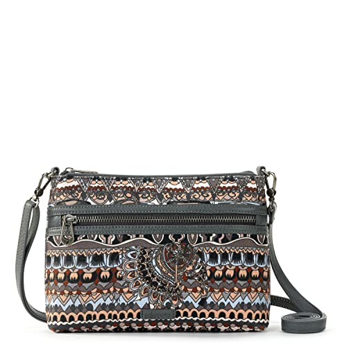 Sakroots Womens Sakroots Campus Mini Crossbody in Canvas, Grey One World, One Size US