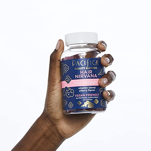 Pacifica Beauty Nirvana Gummies Supplement for Hair Support, Wheat, Soy + Gluten Free, Vitamin E, C, Biotin, Vegan & Cruelty Free, Red, Cherry, 60 Count, Pack of 2