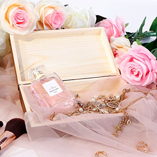 Unfinished Wooden Box with Hinged Lid, 7.8x5.1x1.96 Inches Wood Cigar Box Rectangle Keepsake Box Clasp Wood Box, Storage Box for DIY Crafts, Home Deocration, Jewelry