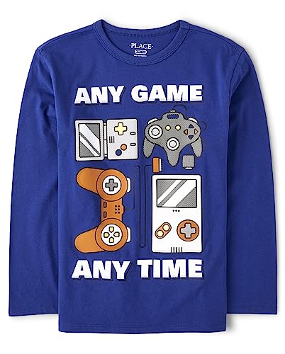 The Children's Place Boys Sports Long Sleeve Graphic T-Shirts Any Game Time Large