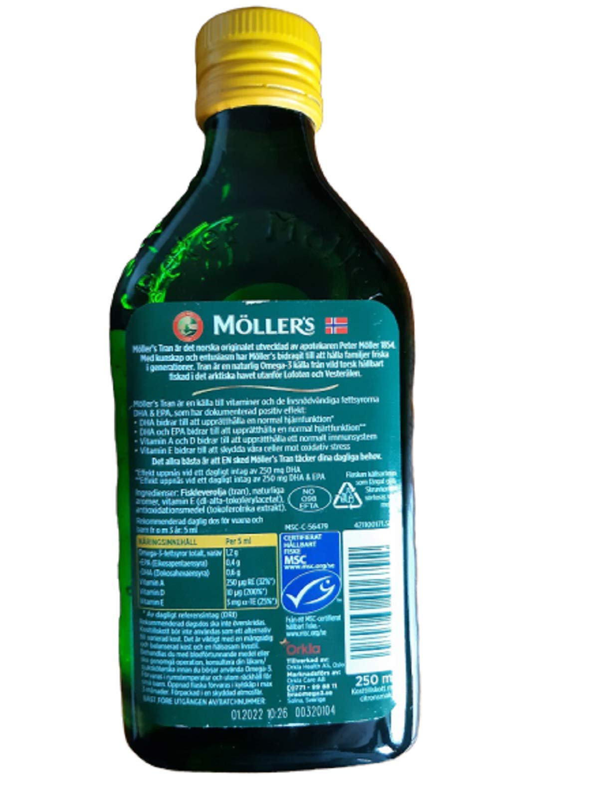 Möllers Tran Cod Liver Oil 250 ml/ 8.45 fl oz | Citron Flavor | Omega-3 | Fish Liver Oil