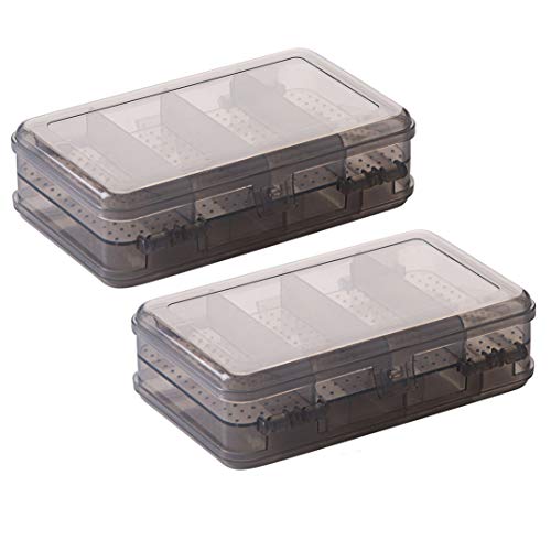 2Pcs Grey Double Layer Plastic Jewelry Box Organizer Storage Container for Earrings, Necklaces, Rings, Bead, Fishing Tackle, Jewelry, Pins, Hair Clips, Screws, Small Items Craft Box Case (10 Grid)