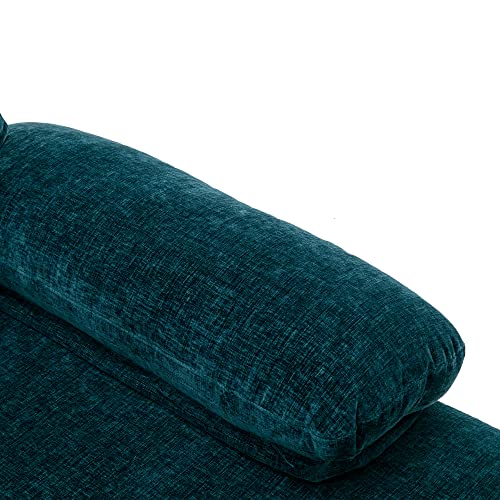 Goohome 110.63”U-Shaped Sectional Sofa with Double Extra Wide Lounge, Removable Washable Cover, Gold Legs, Modular Sleeper Couch Chaise Modern 5 Seater Sofá for Living Room, Bedroom, C-Teal Blue