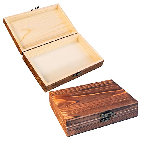 Unfinished Wooden Box with Hinged Lid, 7.8x5.1x1.96 Inches Wood Cigar Box Rectangle Keepsake Box Clasp Wood Box, Storage Box for DIY Crafts, Home Deocration, Jewelry