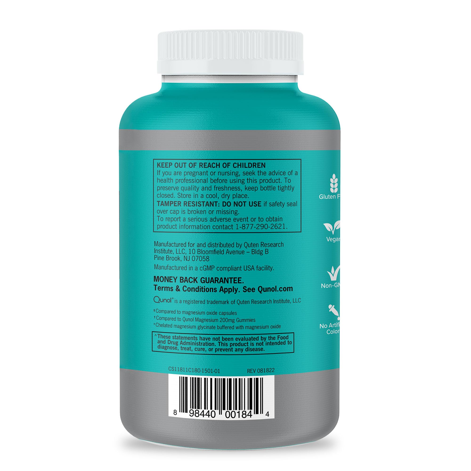 Qunol Magnesium Capsules 420mg, 100% DV, High Absorption Magnesium Supplement, Extra Strength, Bone and Muscle Health Supplement, 180 Count