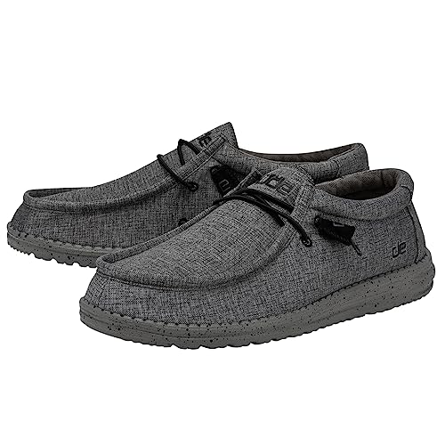 Hey Dude Men's Wally L Stretch Steel Size 10 | Men’s Shoes | Men's Lace Up Loafers | Comfortable & Light-Weight