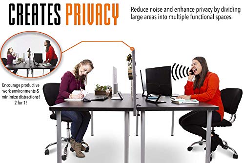 Stand Steady ClipPanel Desk Mounted Privacy Panel | Height Adjustable Desk Divider| Easy Clamp on Privacy Screen or Modesty Panel - Reduces Up to 85% of Noise | (Charcoal / 60" x 24")