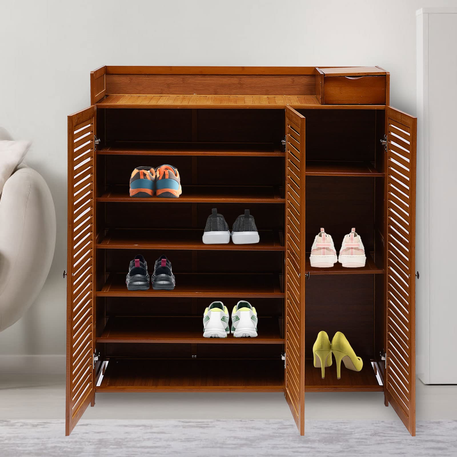 HAPPCUCOE 7-Layer Shoe Cabinet, Shoes Organizer, Shoe Storage Cabinet, Large Capacity Shoe Rack for Entryway, Living Room