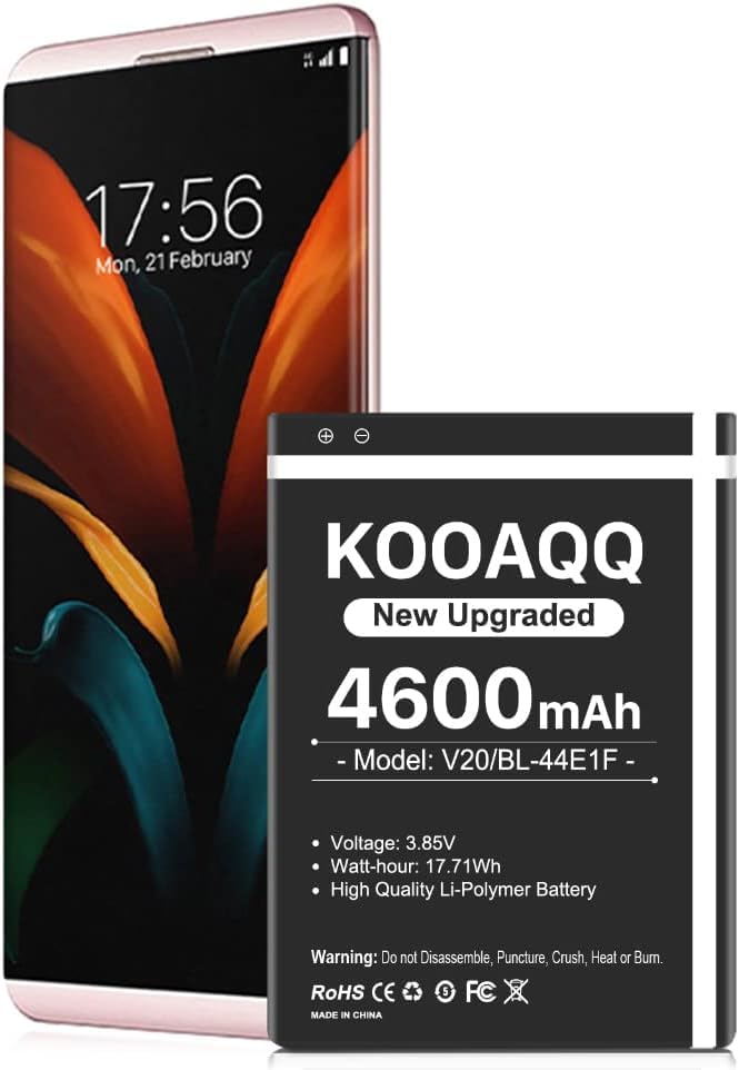 KOOAQQ Battery for LG V20, [2025 New Version] 4600mAh High Capacity Cell Phone BL-44E1F Replacement Battery for LG V20 Stylo 3/ Stylo 3 Plus H918 H910 LS997 US996 VS995 V995