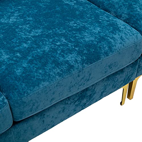 Wekity Sectional Sofa, U-Shaped Modern Fabric Modular Sofa for Living room, Minimalist Sectional Couch with Ottomans (Blue)