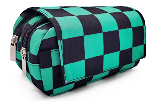 Anime Pencil Case, Cute Kawaii Large Capacity Pencil Pouch Holder for Boys Girls Teens College Back to School Stationery, Green
