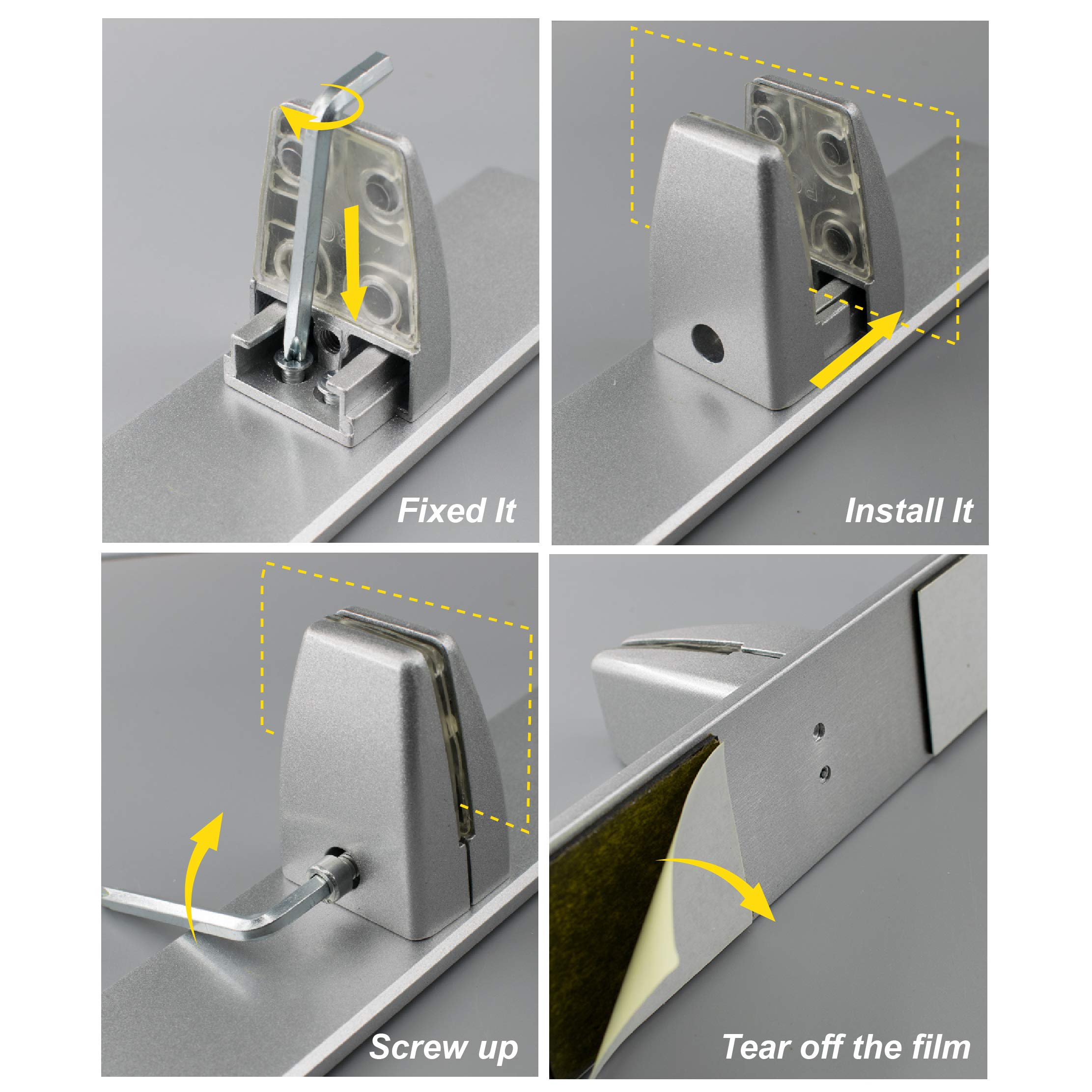 2 Pcs Sneeze Guard Clamp, Bracket Sneeze Guard Shield Base for Countertops, Stick On Heavy Duty Auminum Partition Guard Clamp, Panel Support Clamp Stand for Clear Desktop Counter Reception