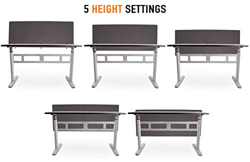 Stand Steady ClipPanel Desk Mounted Privacy Panel | Height Adjustable Desk Divider| Easy Clamp on Privacy Screen or Modesty Panel - Reduces Up to 85% of Noise | (Charcoal / 60" x 24")