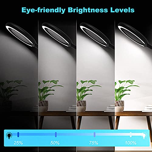 5X Rechargeable Magnifying Glass with Light and Stand, Raweao Dimmable Lighted Magnifying Lamp Glass Hands Free for Reading, Close Work, Hobbies, Crafts