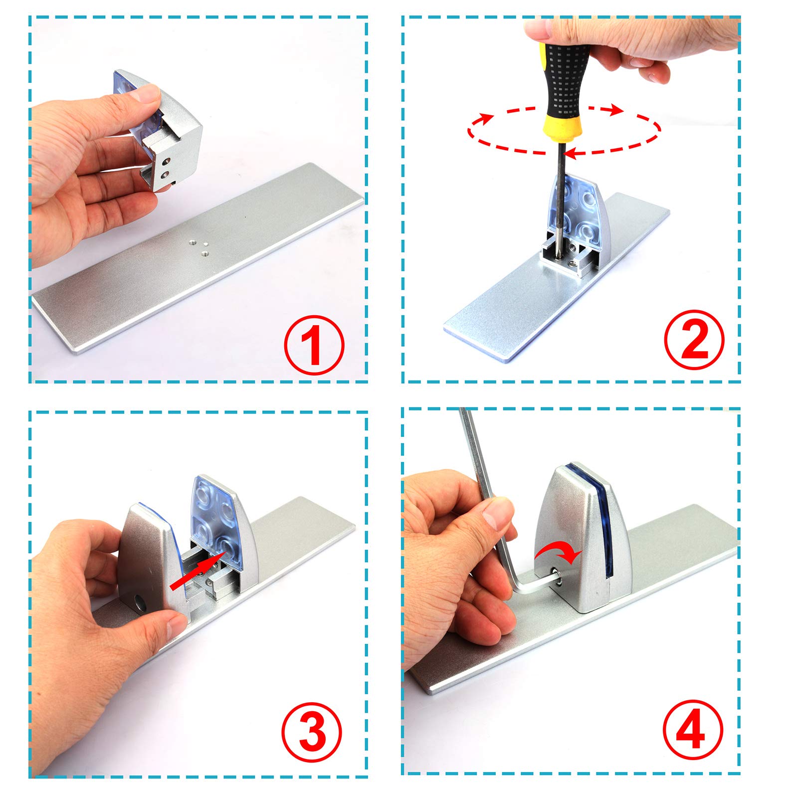 MOUNTAIN_ARK 4 Pack T Shaped Office Desk Partition Clamp, Sneeze Guard Bracket Support, Aluminum