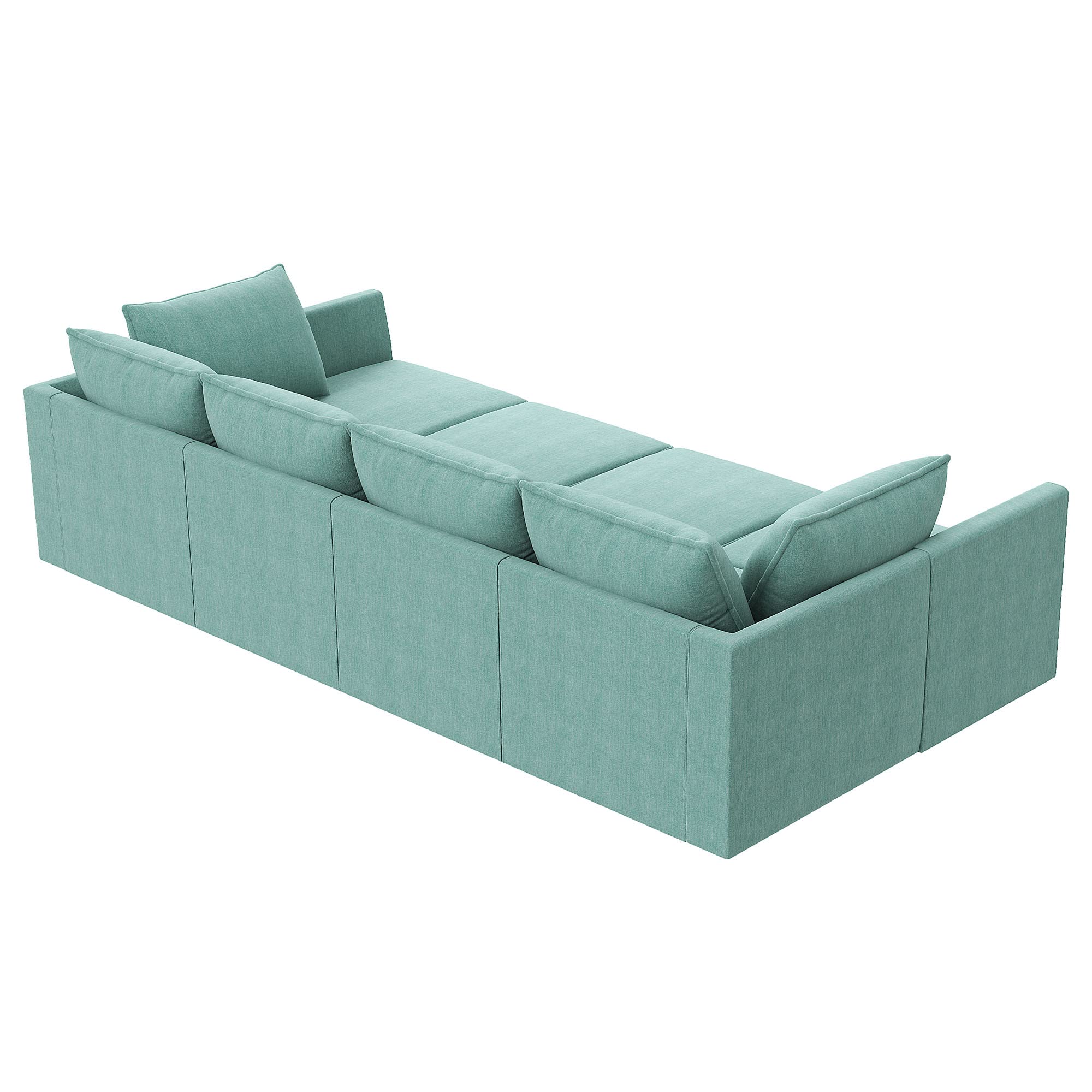HONBAY Convertible Sleeper Sectional Sofa Modular Couch with Storage Seat Reversible Sectional Sleeper Couch with Modular Sectional Couch in Aqua Blue