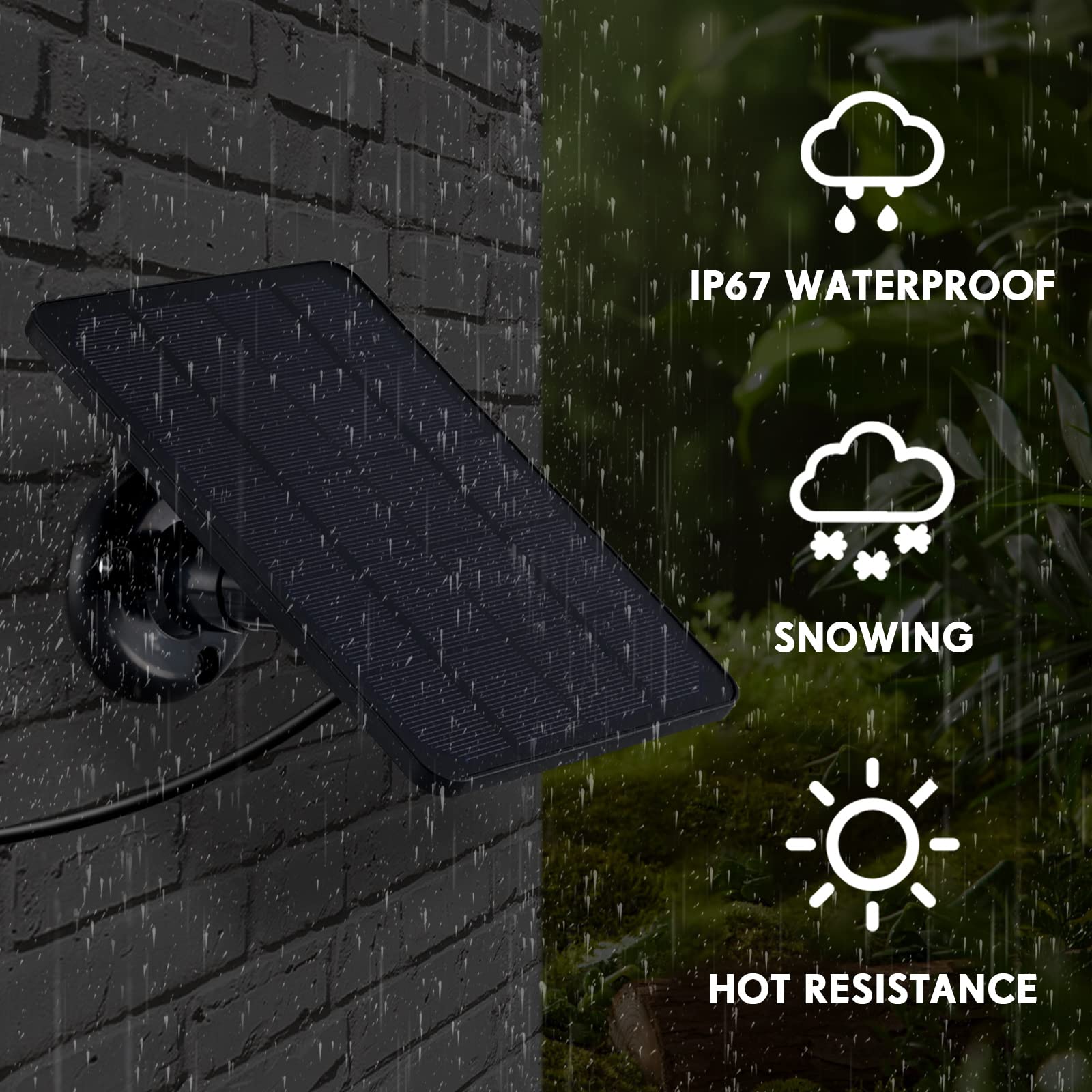 Fabbay Solar Panels for Security Camera Charging Solar Panel for Wireless Camera 360° Adjustable Mounting Solar Panels IP67 Waterproof Compatible with DC 5V 4W Camera USB or USB-C Port (Black, 8 Pack)