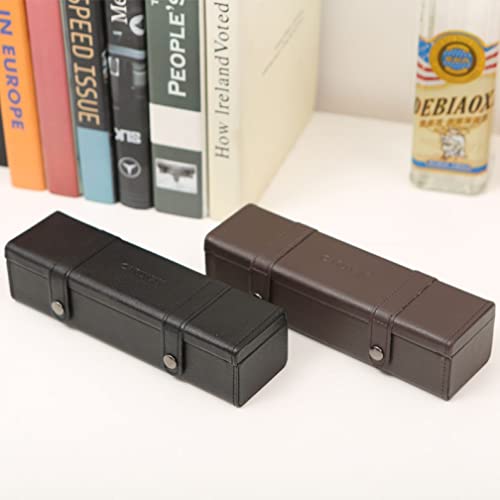 CARLWAY Leather Pencil Holder Box Pen Case, PU Leather Pen Case for Pencils, Pens, Markers, Makeups, Change, Coins(Black)