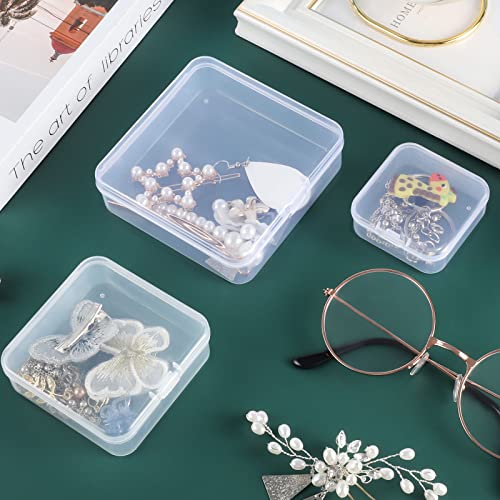 WSICSE 12 Pack Small Bead Organizers, Clear Bead Storage Organizer Plastic Bead Box with Lids Square Mixed Sizes for Small Items, Crafts, Jewelry