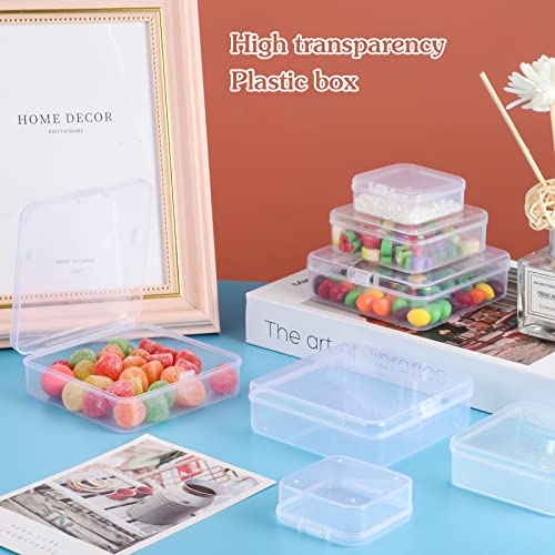 WSICSE 12 Pack Small Bead Organizers, Clear Bead Storage Organizer Plastic Bead Box with Lids Square Mixed Sizes for Small Items, Crafts, Jewelry