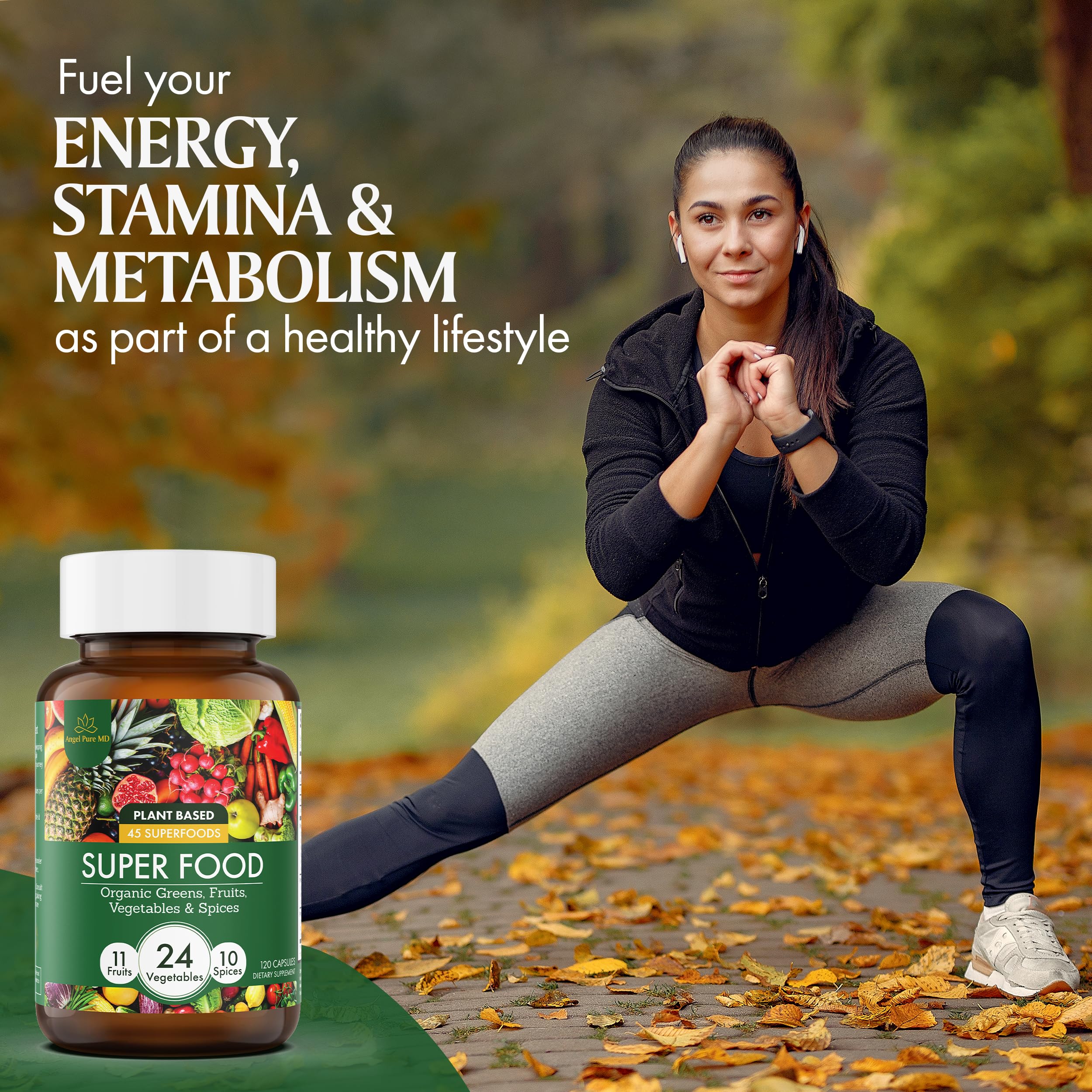 Angel Pure MD Superfood Greens Fruit and Veggies Supplement - USDA Organic Super Greens & Super Reds Vegetable Supplements for Adults - Cruciferous Vegetables Supplement for Immunity & Gut Health
