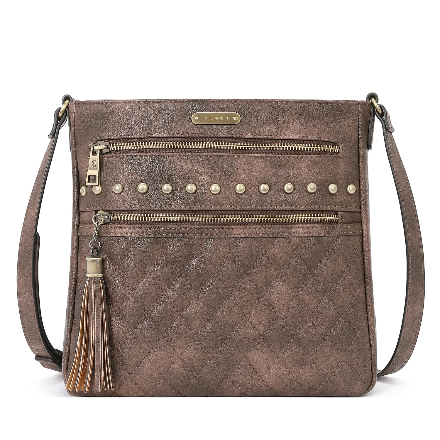 CLUCI Backpack Purse for Women Fashion Crossbody Bags Purses for Women, Leather Messenger Tassel Bag, Medium Travel Handbags Multiple Pockets, Fall Vintage Shoulder Bags Brown
