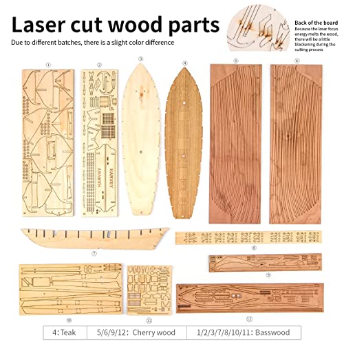 GAWEGM Wooden Ship Model Building Kits for Adults - 1/96 Scale Harvey 1847 Model Ships Assembled with Metal Accessory, for Collection, Teaching Exhibition, Ship Model Hobby, Assemble Expert