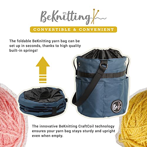 BeKnitting Knitting Bag Backpack - Convertible Yarn Storage Organizer for Knitting & Crochet Supplies - Collapsible Yarn Bag for Crocheting, Knitting, and Other Crafts