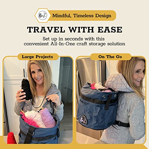 BeKnitting Knitting Bag Backpack - Convertible Yarn Storage Organizer for Knitting & Crochet Supplies - Collapsible Yarn Bag for Crocheting, Knitting, and Other Crafts