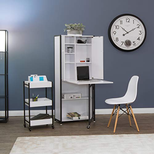 Sew Ready Craft/Multi Room Hiding Table Armoire, Charcoal/White