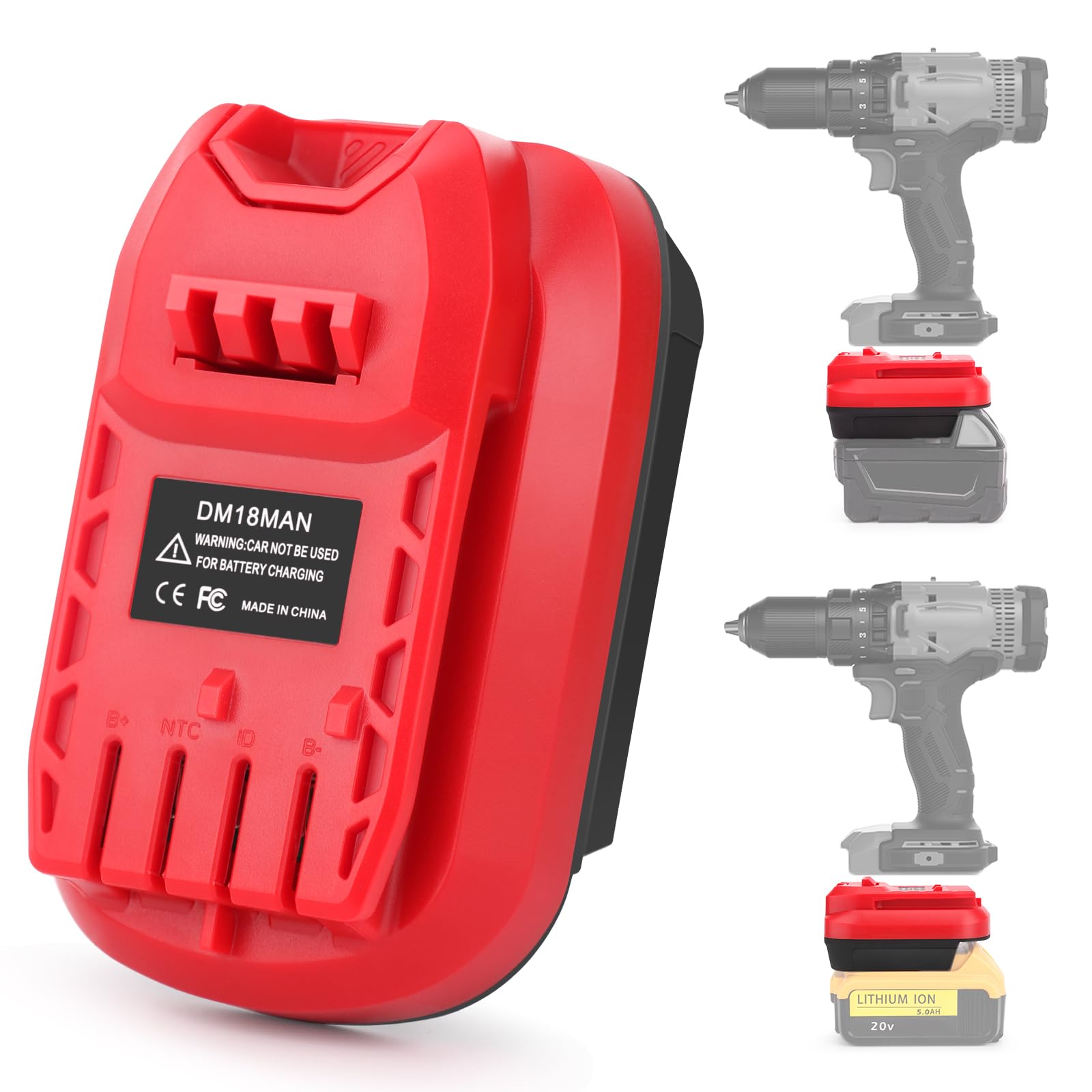 LIVOWALNY Battery Adapter 20v for Craftsman V20 Cordless Tools Blower, Drill to Works for DeWalt 20V MAX Lithium Batteries, to Works for Milwaukee 18V Battery
