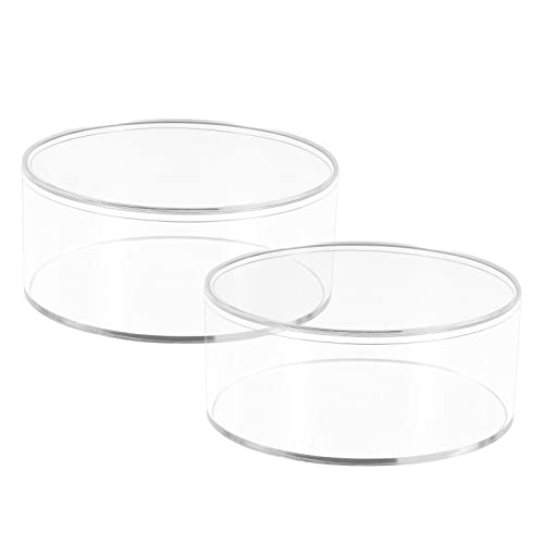 Dayaanee Round Acrylic Box with Lid, 2 Pack Clear Round Organizer Container Acrylic Circle Box with Lid, 5.9” Storage Boxes for Candy,Pill, Nails, Beads and Tiny Jewelry