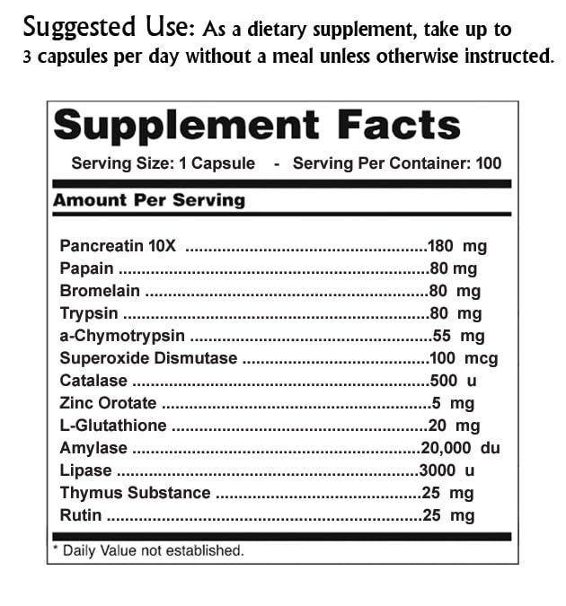 Enzyme Complete with Chymotrypsin,Trypsin & More