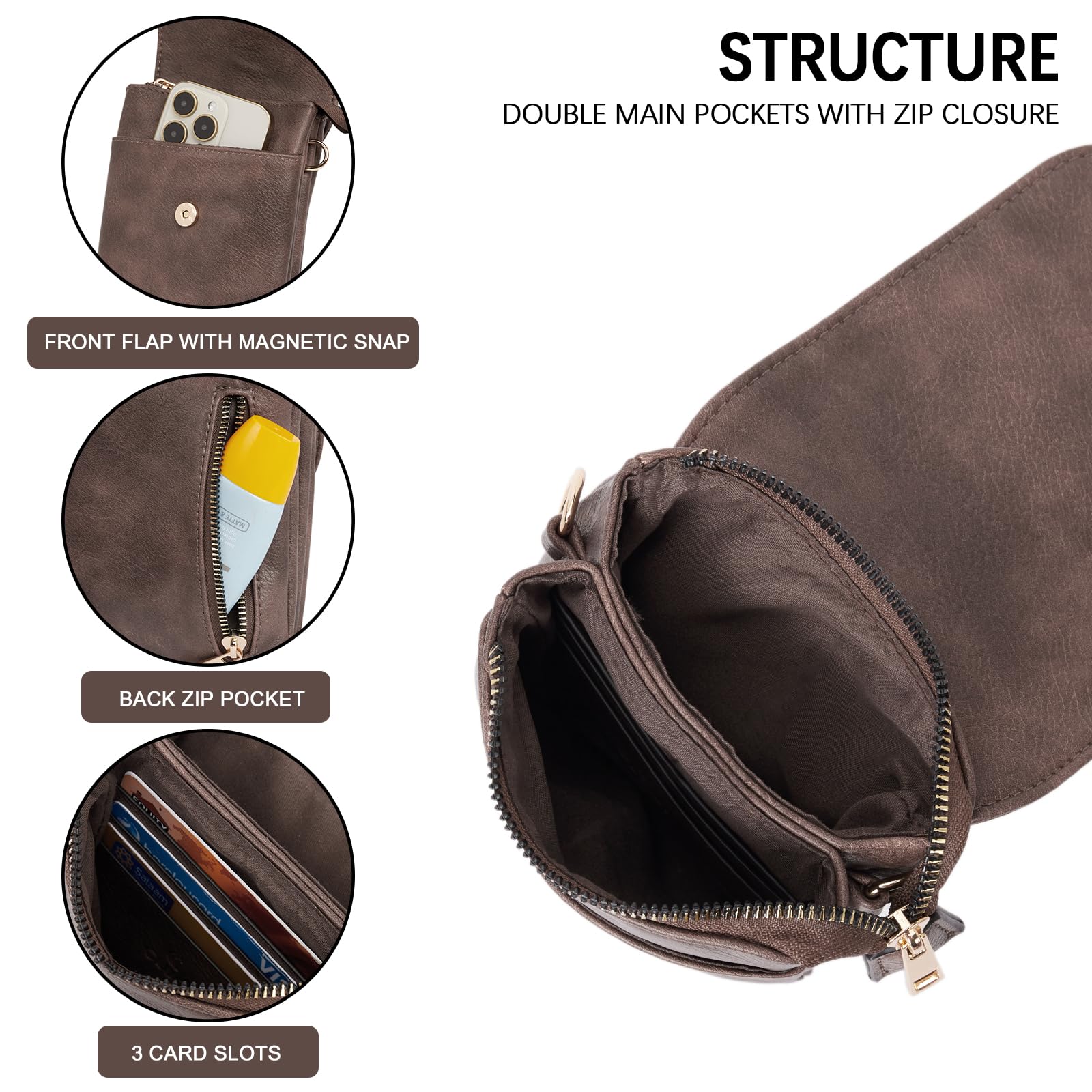 CLUCI Backpack Purse for Women + Small Crossbody Bag