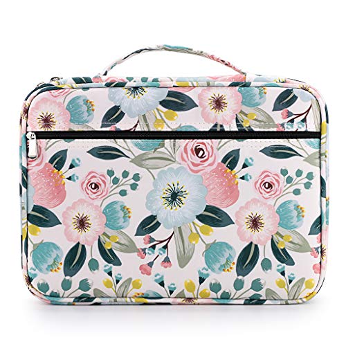 BTSKY Portable Colored Pencil Case - Colored Pencil Organizer Holds 166 Pencils or 112 Gel Pens Large Capacity Zippered Pencil Holder Gel pens Watercolor Flowers
