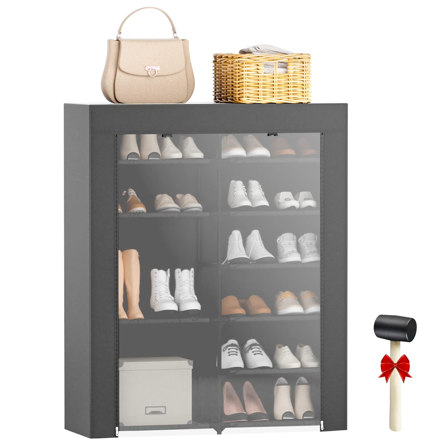 LVNIUS Covered Shoe Rack Shoes and Boot Organizer Cabinet 7-Tier 20 Pairs, Large Shoe Shelf Shoe Closet,Sturdy Closed Shoe Stand Holders for Garage Bedroom,Zapateras Organizer for Shoes