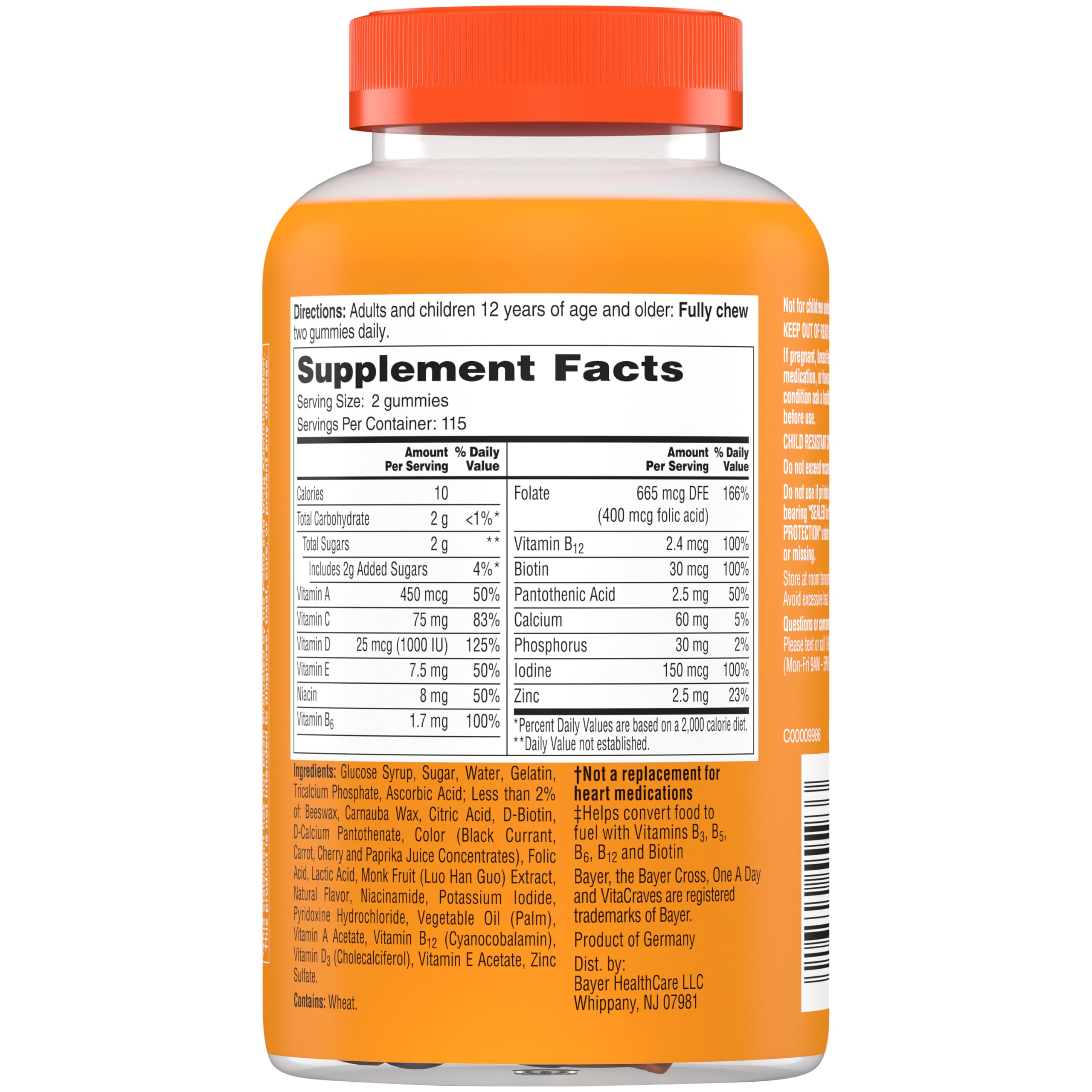 One A Day Women’s Multivitamin Gummies, Supplement with Vitamin A, Vitamin C, Vitamin D, Vitamin E and Zinc for Immune Health Support, Calcium & more, Orange, 230 count, Fruity