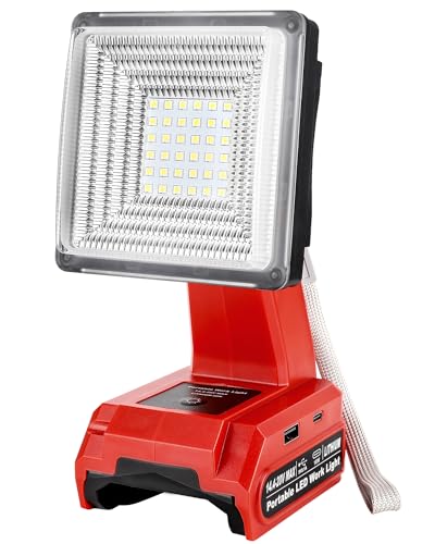 Adisipsoarin Cordless LED Work Light for Craftsman V20 Battery, 25W LED Floodlight with USB-A&USB-C 2.1A Fast Charging Ports for Jobsite, Car Repairing, Camping, Emergency