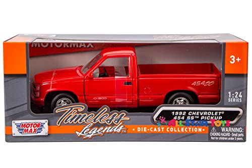 1992 Chevy 454SS Pick Up Truck, Red - Showcasts 73203 - 1/24 Scale Diecast Model Car by Motor Max